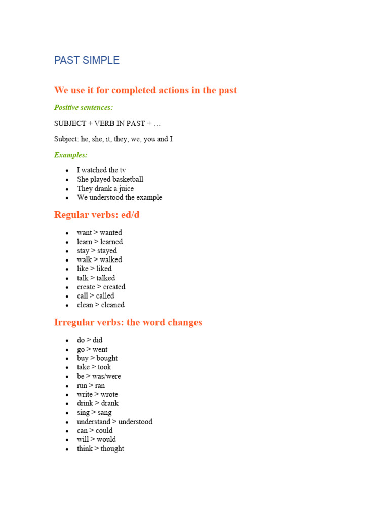 Past Simple | PDF | Question | Verb