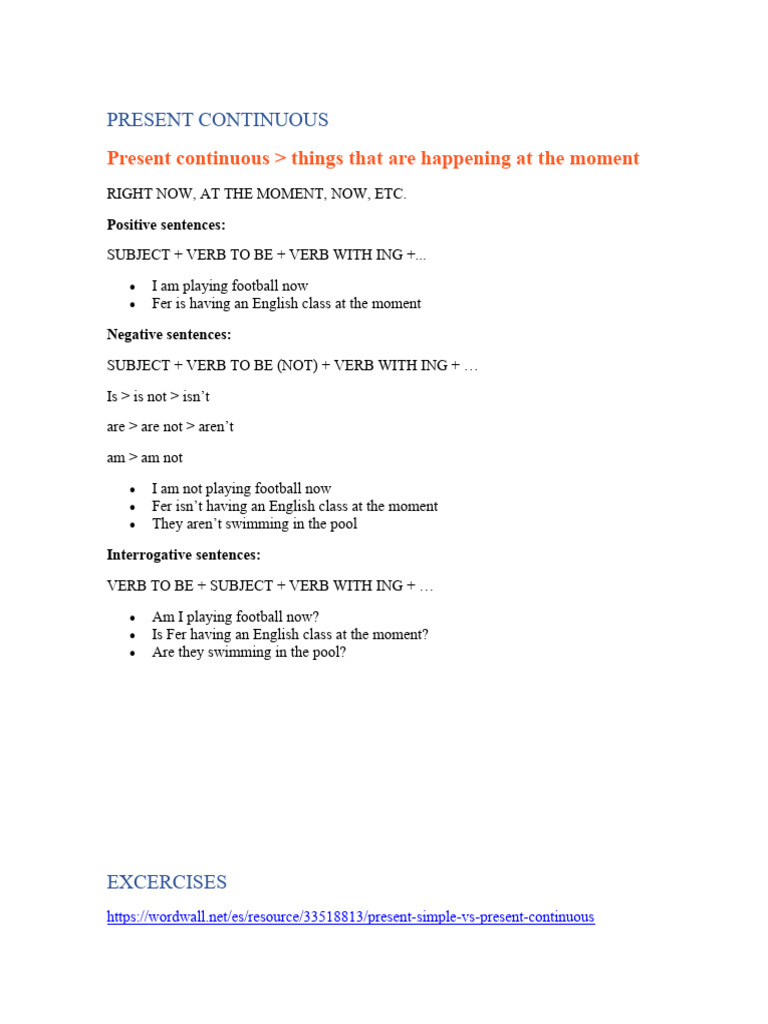 Present Continuous | PDF
