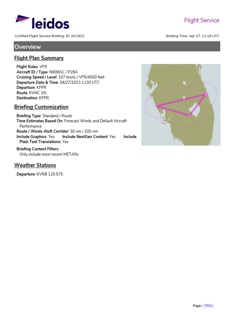 VFR Flight Briefing for N608AC | PDF | Instrument Flight Rules | Visual ...