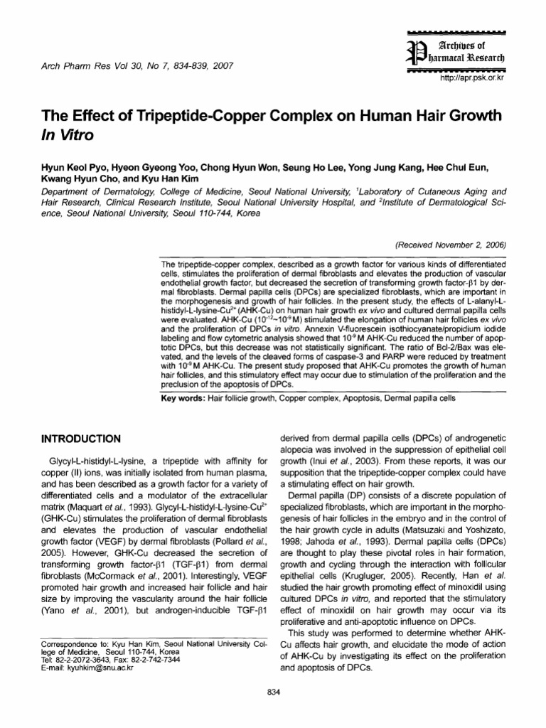PYO ET AL 2007 The Effect of Tripeptide-Copper Complex On Human Hair ...