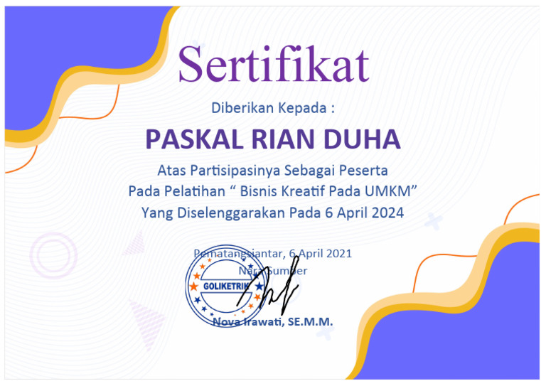 Sertifikat Format 2 Pdf