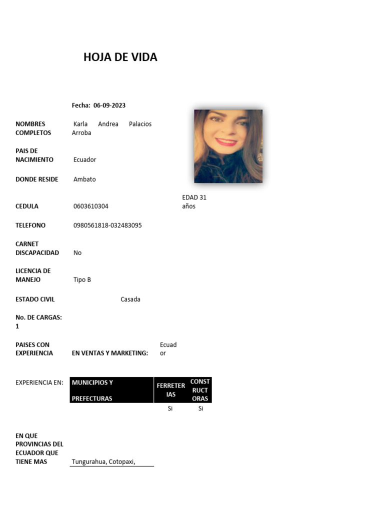 Andrea Palacios Hoja de Vida 2023 | PDF