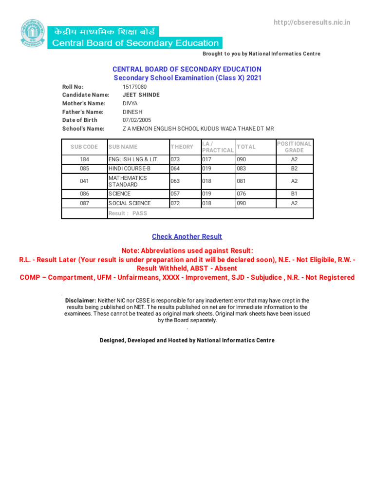 Marksheet SSC Jeet | PDF | Educational Institutions | Educational Assessment And Evaluation