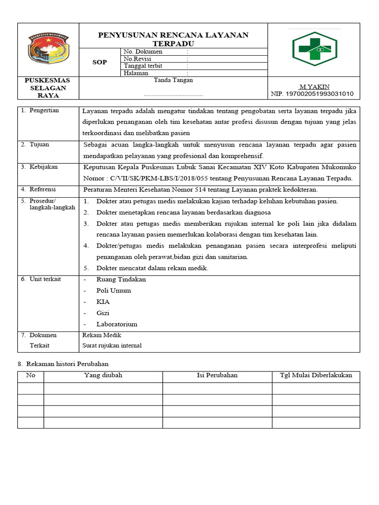 7.4.3.1 Sop Layanan Terpadu | PDF