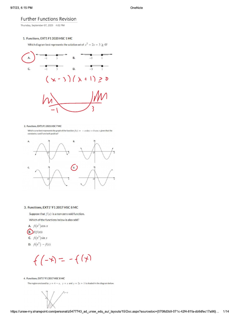 Further Functions Lesson Revision Pdf