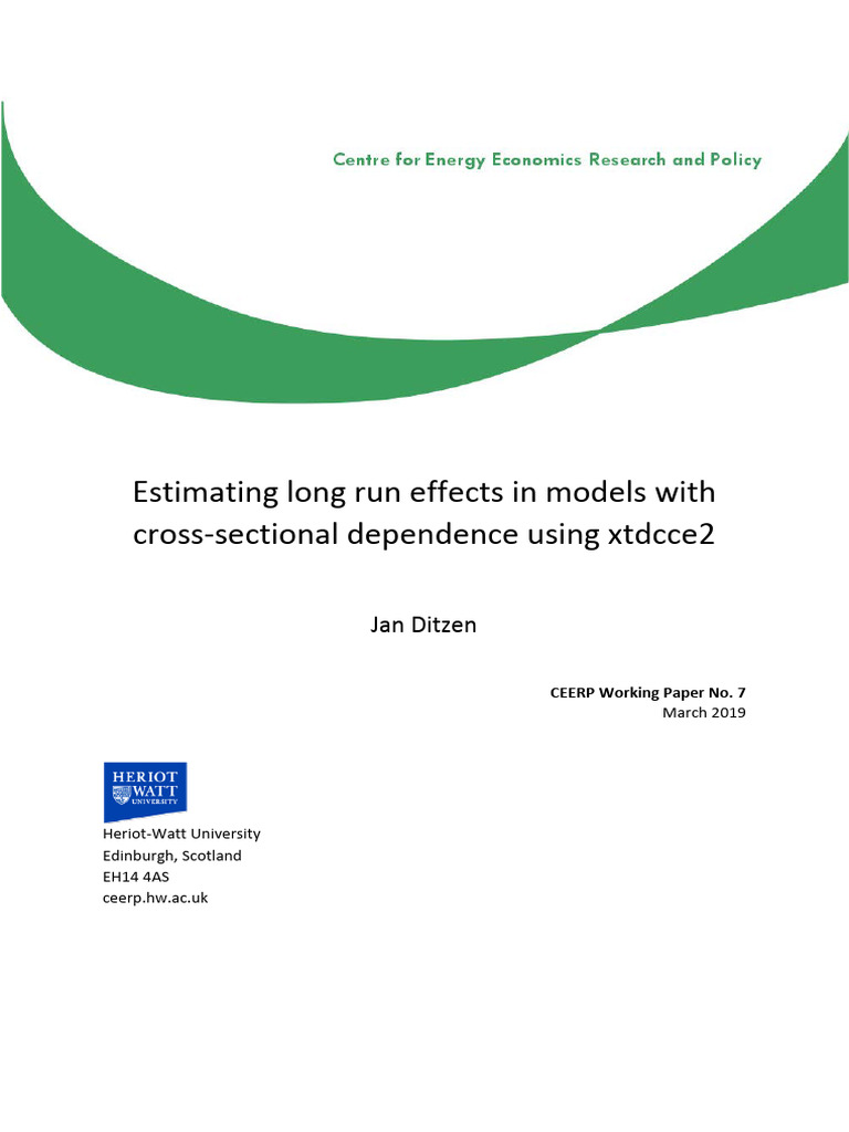 Estimating Long Run Effects in Models With Cross-Sectional Dependence Using Xtdcce2 | PDF ...