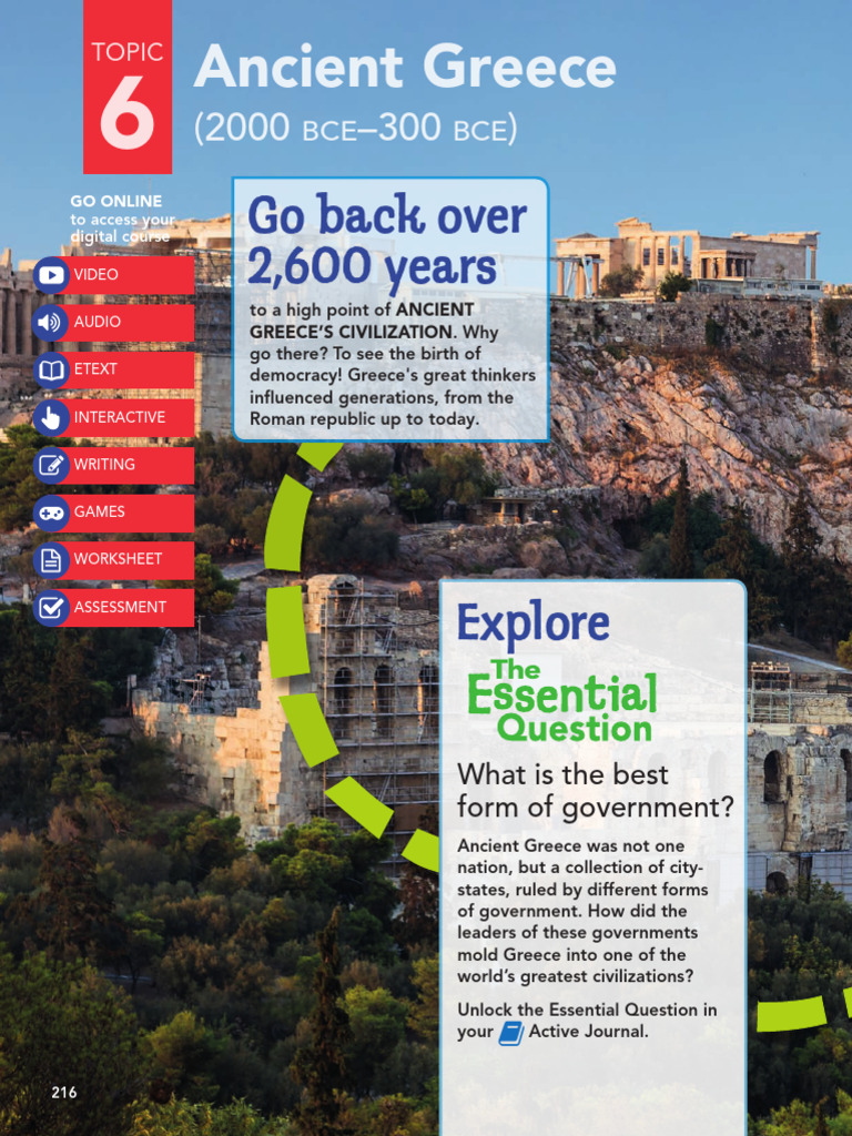 Ancient Greek Civilization Topic 6 World History My World Interactive 2 ...