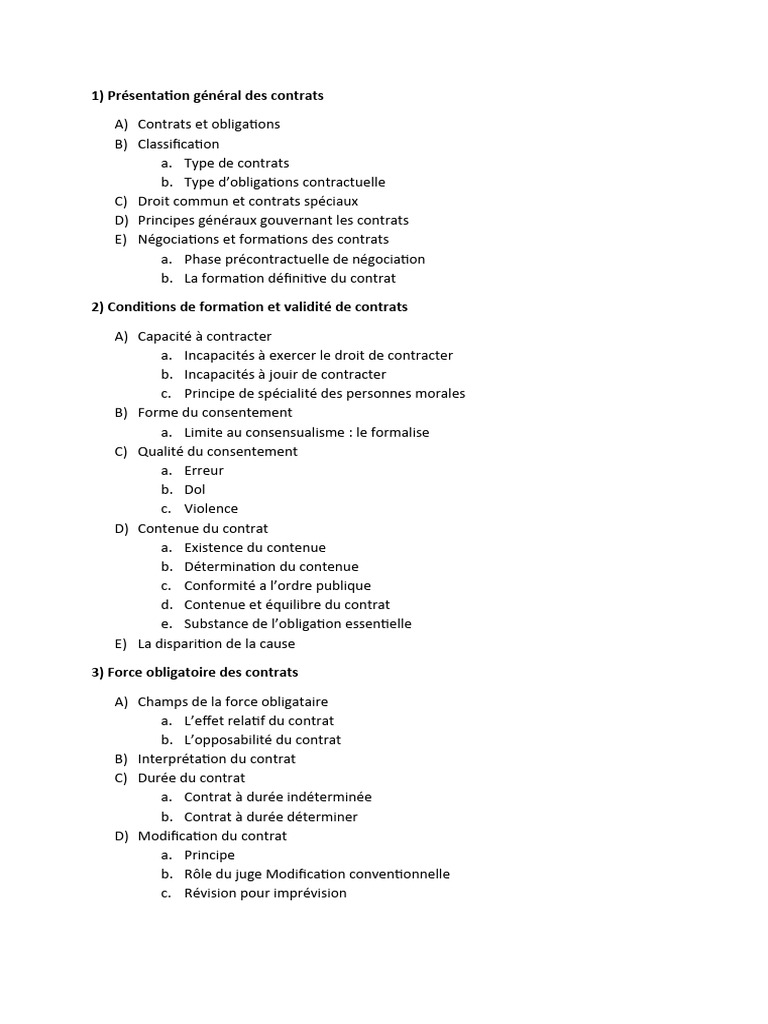 Guide complet sur les contrats et obligations | PDF