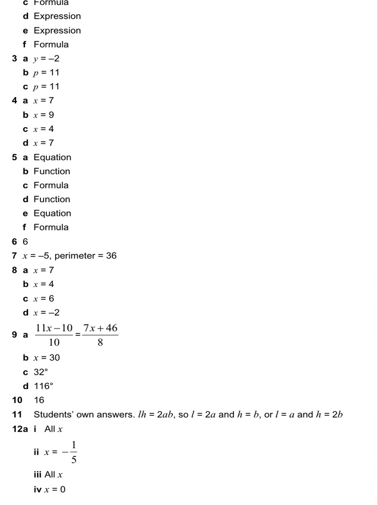 Year 9 Textbook Answers | PDF Year 9 Textbook Answers | PDF