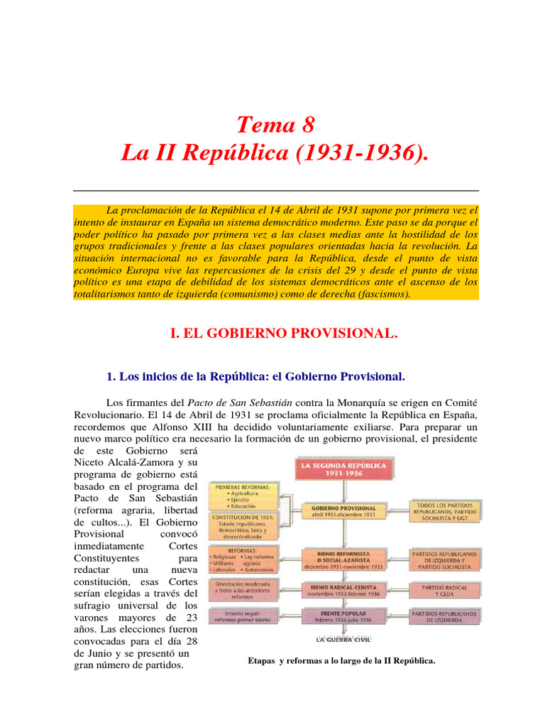 Tema 8 Guerra 2a República Española | PDF | Política del ala izquierda | Gobierno