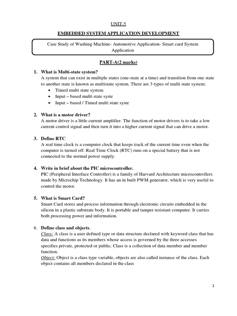 Embedded System Unit 5 | PDF | Microcontroller | Smart Card