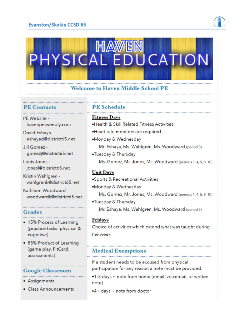 2023-24 Haven Pe Course Letter | PDF | Learning | Procedural Knowledge