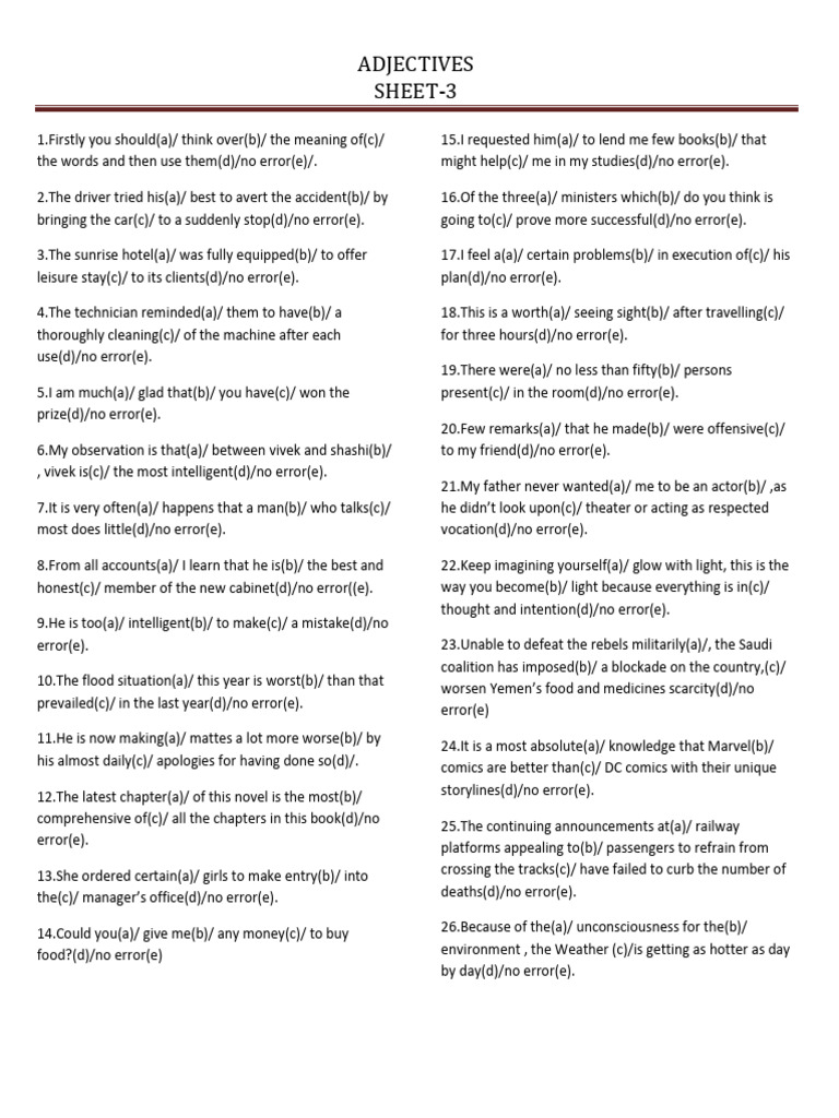 Adjectives Adv | PDF