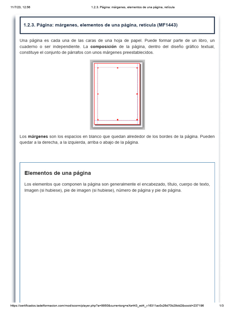 1.2.3. Página: Márgenes, Elementos de Una Página, Retícula (MF1443) | PDF | Diseño | Diseño gráfico