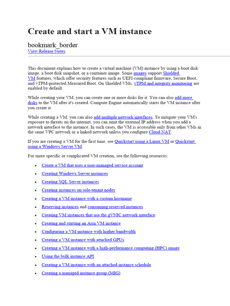 Create and Start A VM Instance | PDF | Virtual Machine | Cloud Computing Create and Start A VM Instance | PDF | Virtual Machine | Cloud Computing