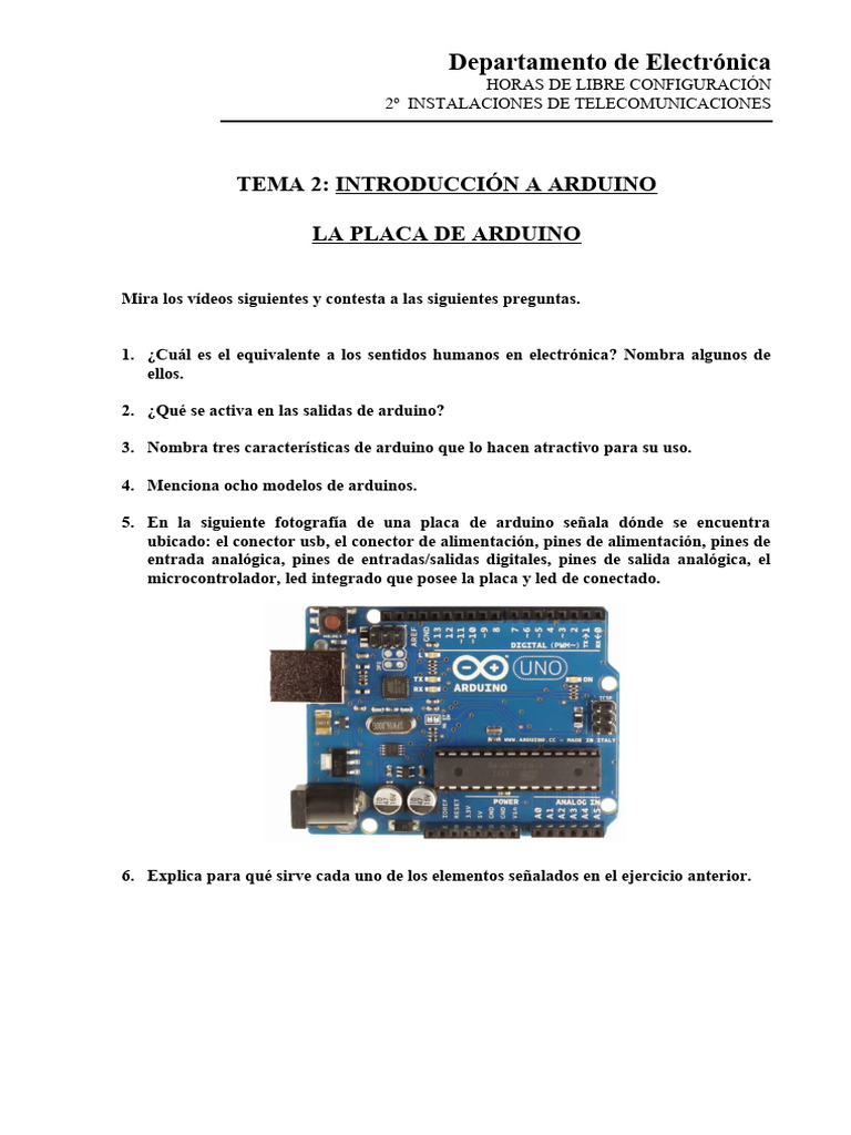 2 - Tema 2 - Introduccion A Arduino - La Placa de Arduino | PDF 2 - Tema 2 - Introduccion A Arduino - La Placa de Arduino | PDF