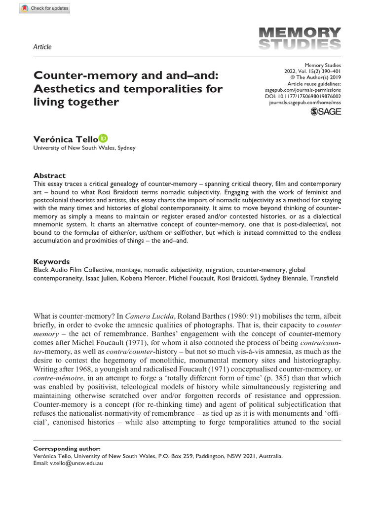 Counter-Memory and And-And: Aesthetics and Temporalities For Living ...