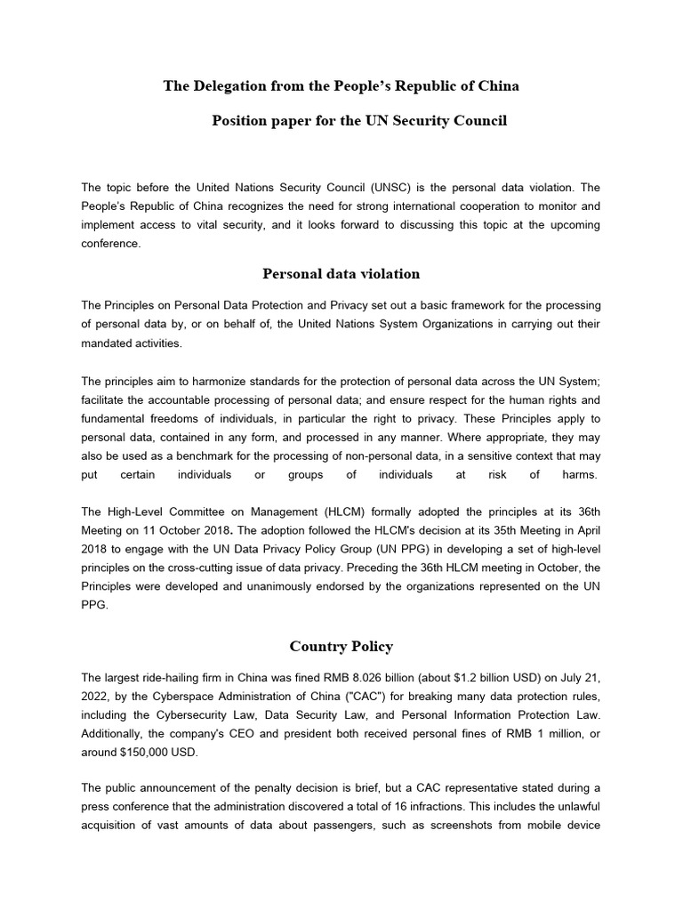 The Position Paper of China | PDF | Privacy | Security