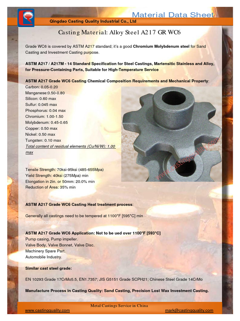 Alloy Steel Astm A217 Grade Wc6 1 | PDF