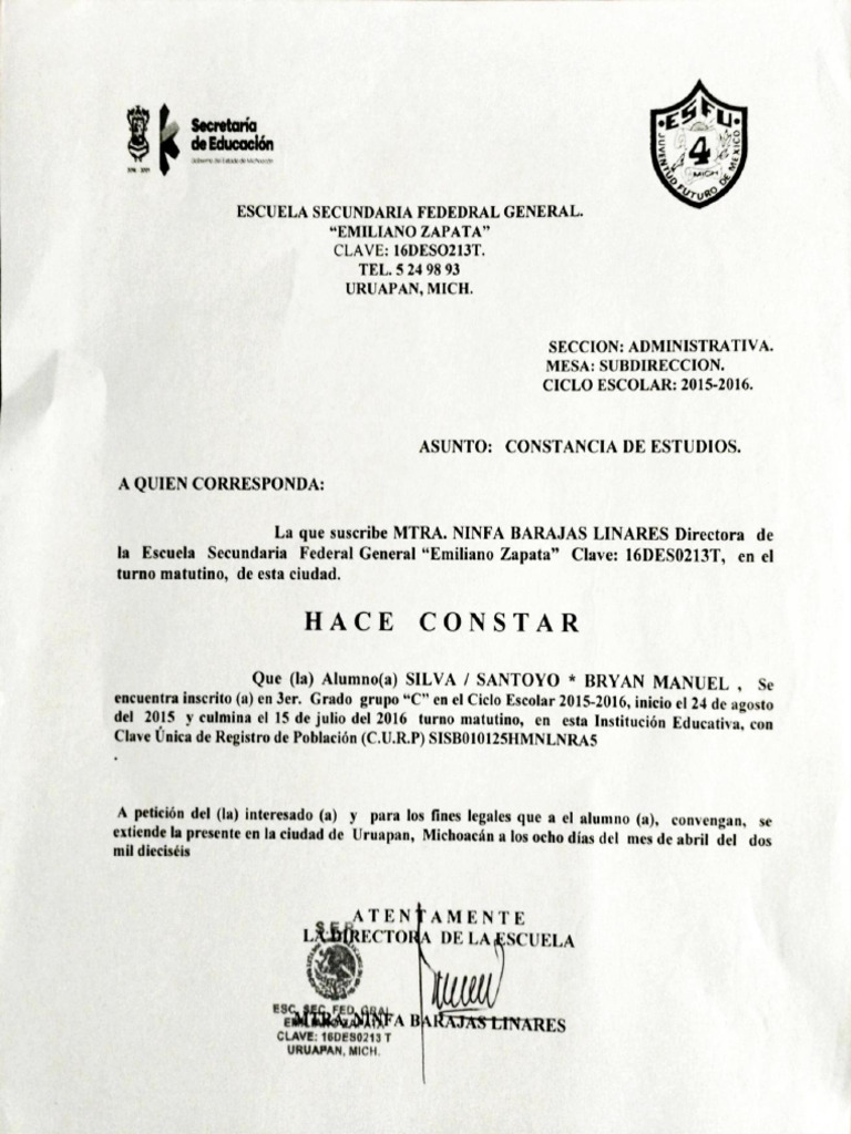 Constancia de Secundaria | PDF