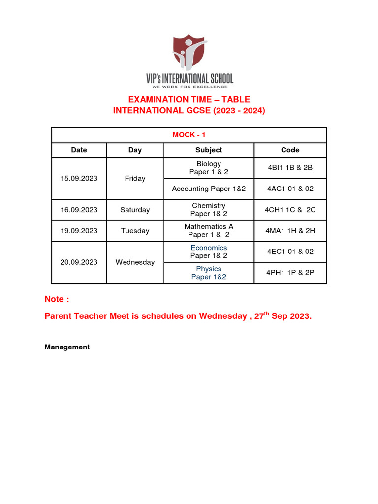 Igcse 2023-24 TT | Download Free PDF | Schools | Educational Stages