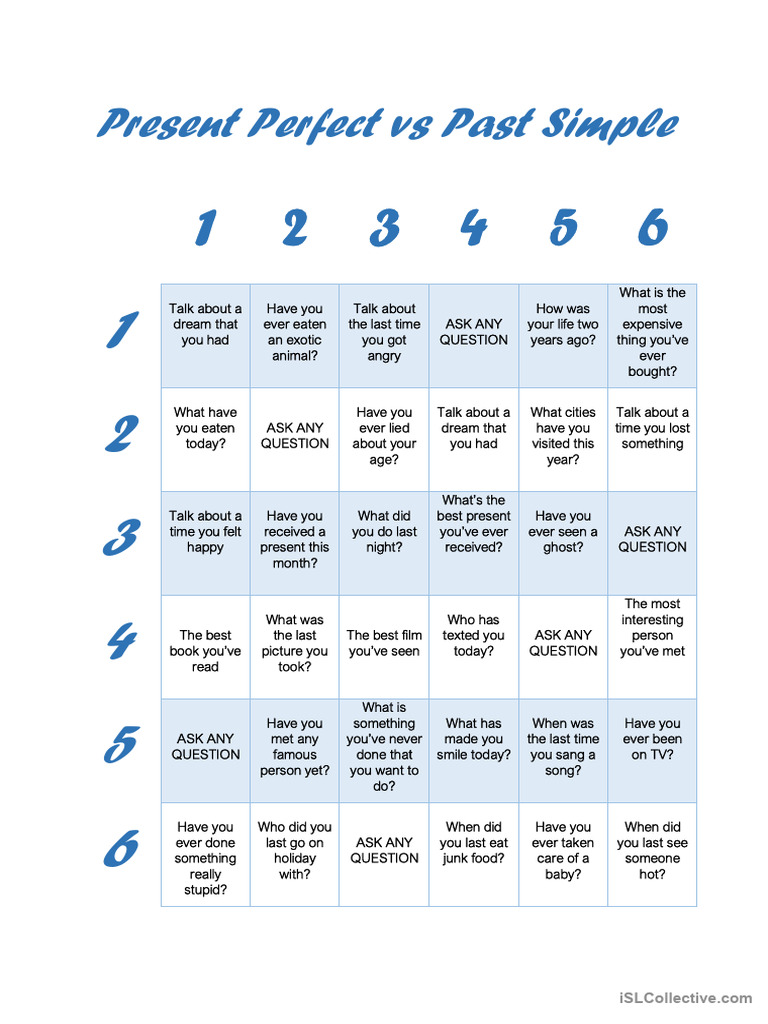 Present Perfect vs Past Simple Game | PDF