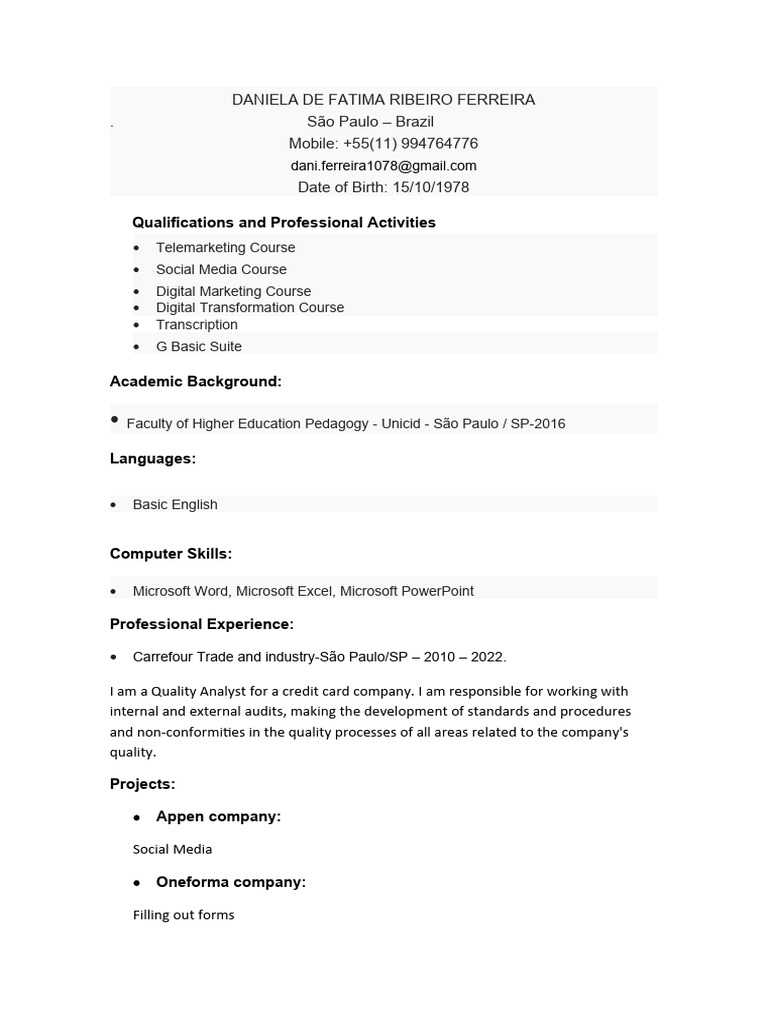 Curriculum Daniela | PDF