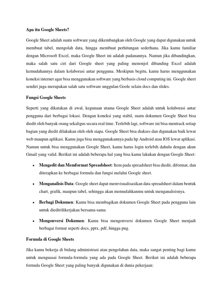 Definisi Google Sheet | PDF