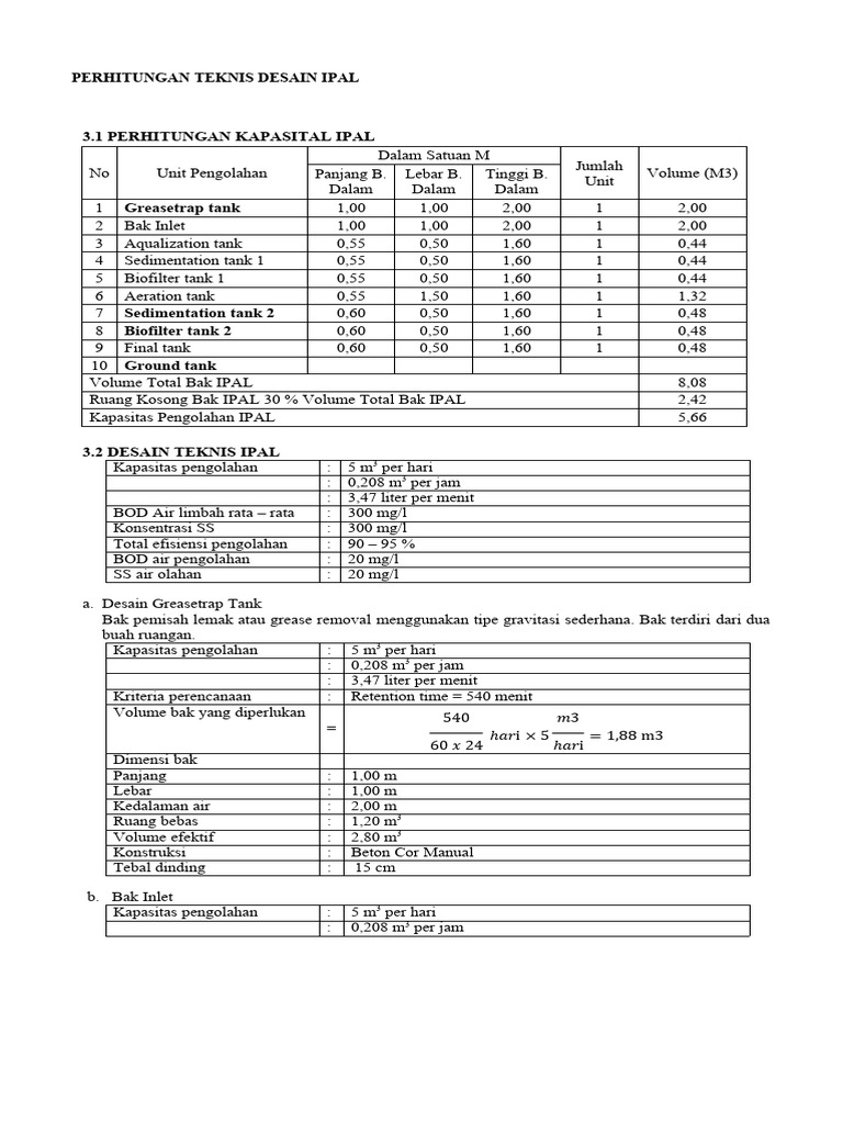 Desain Teknis IPAL Kebayoran Lama | PDF