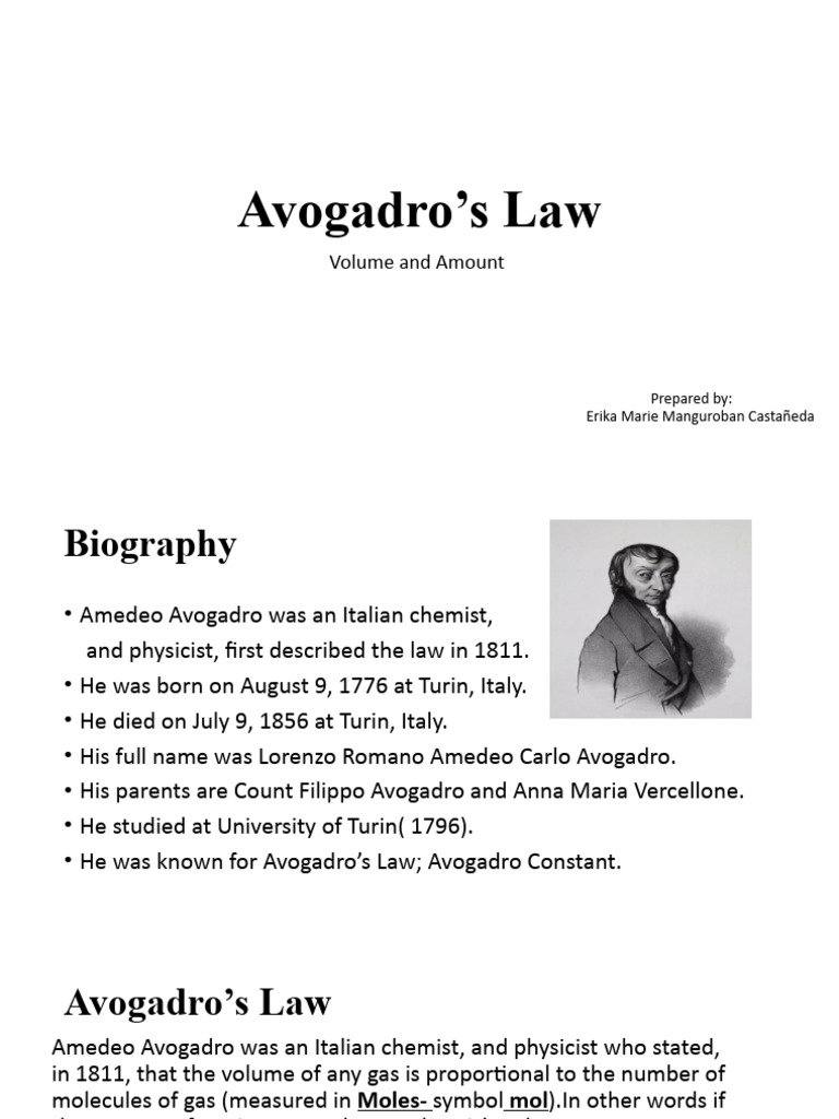 Avogadro's Law | PDF | Gases | Mole (Unit)