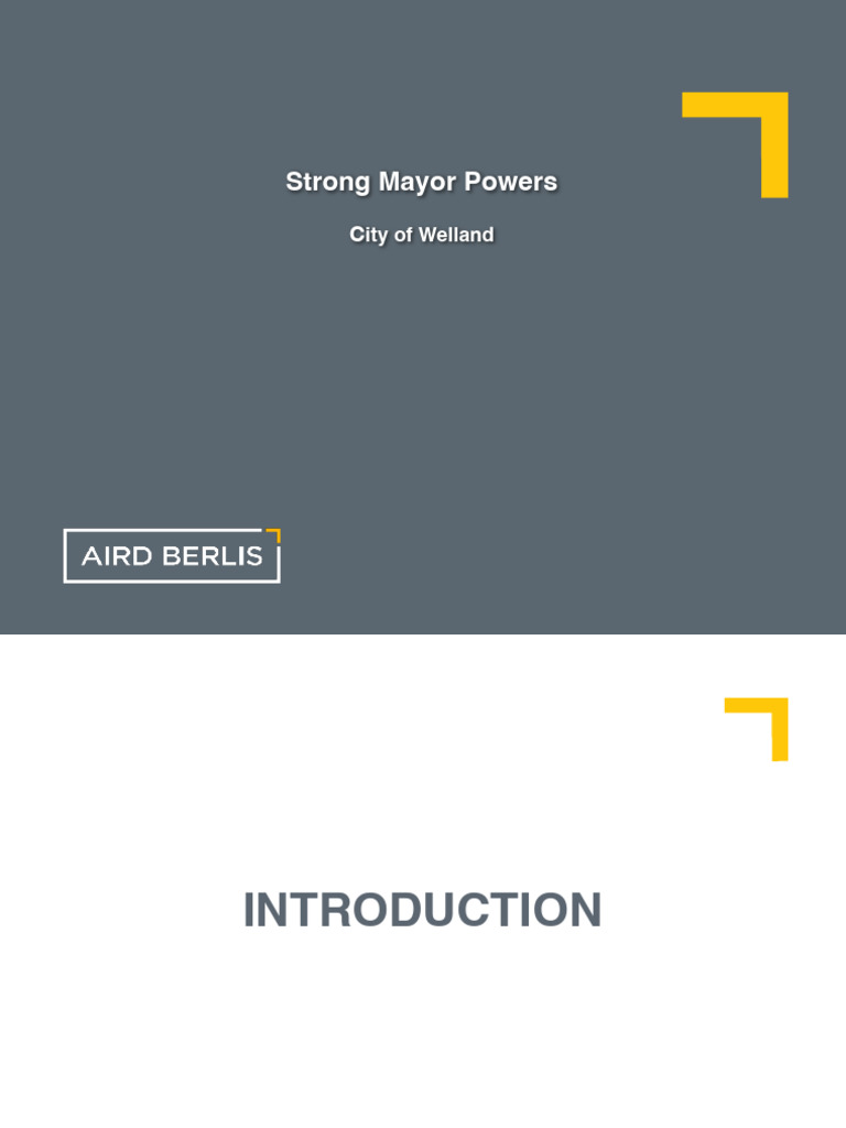 Welland - Strong Mayor Powers Presentation | PDF | Mayor | Veto