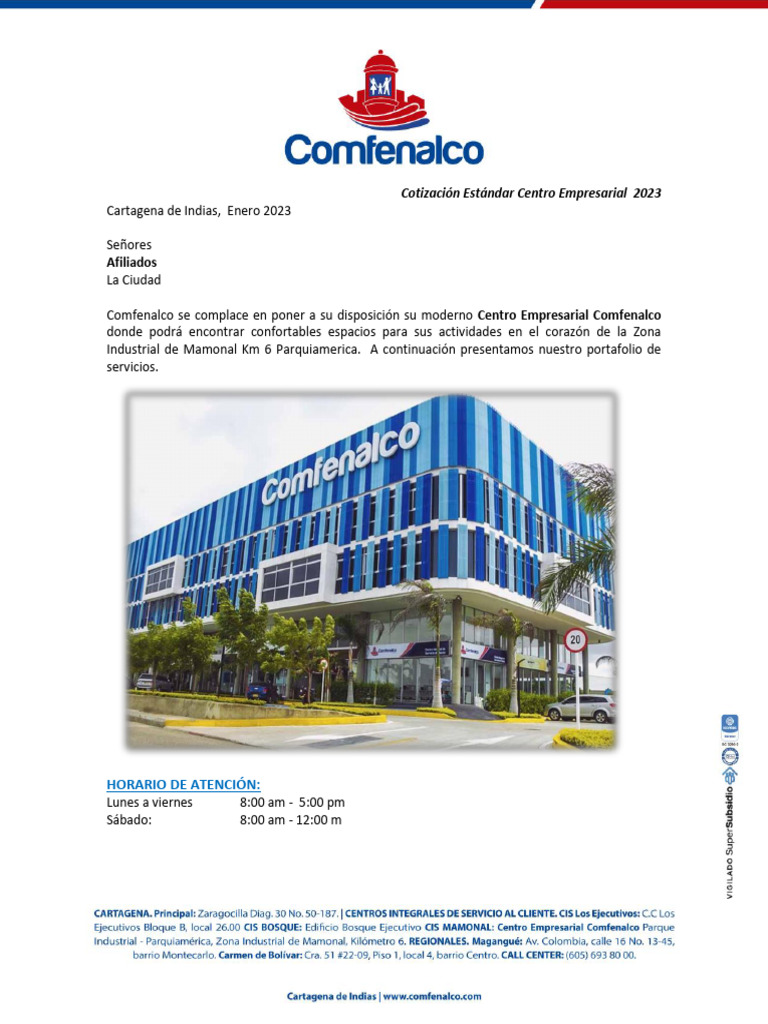 Centro Empresarial Comfenalco 2023 | PDF | Almuerzo | Cena