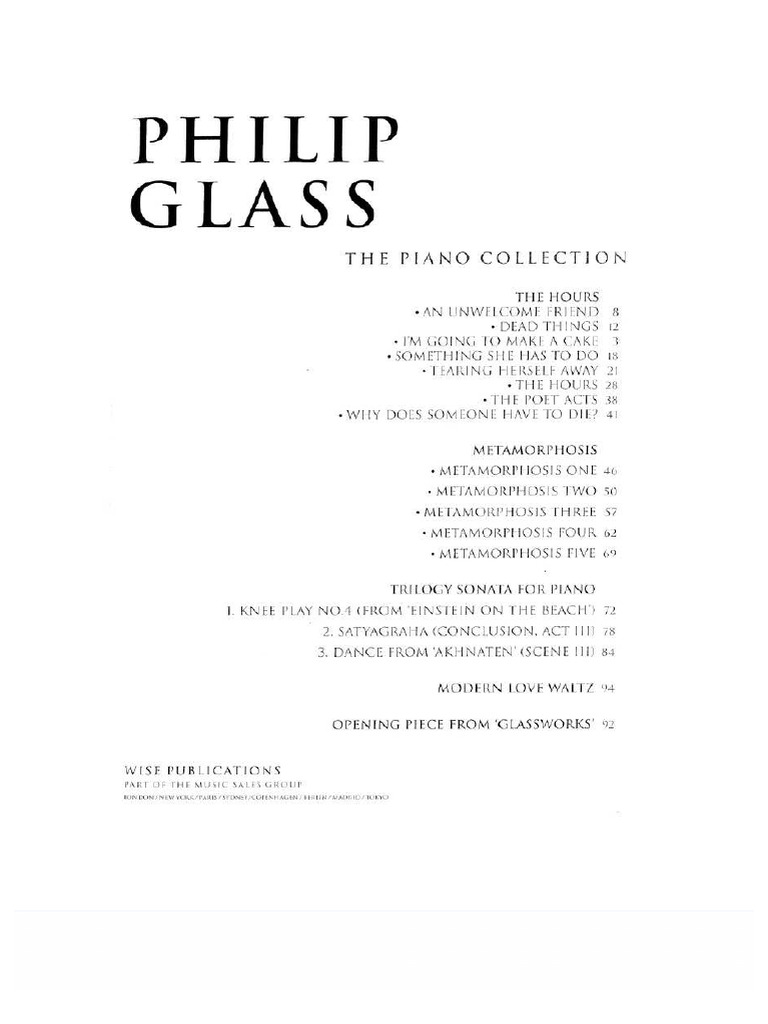 Philip Glass The Piano Collection | PDF