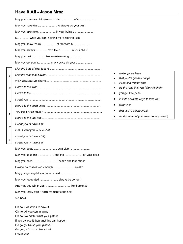 Have It All Jason Mraz - Con Key | PDF | Language Arts & Discipline