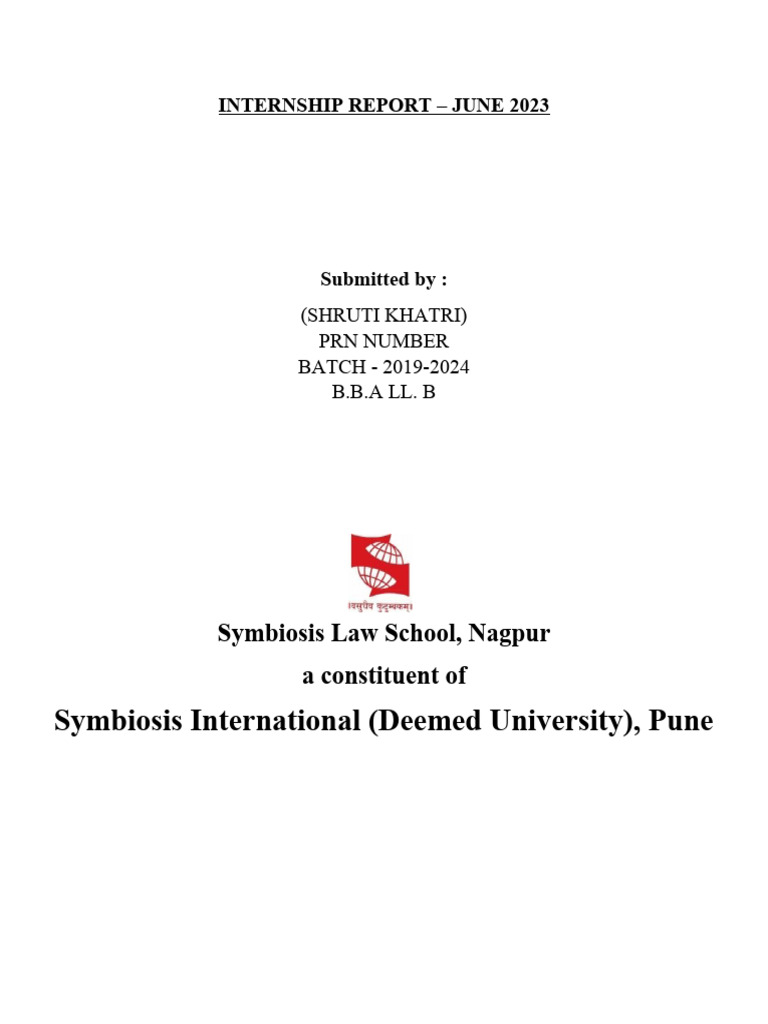 INTERNSHIP REPORT - June 2023 | PDF | Arbitration | Law Firm