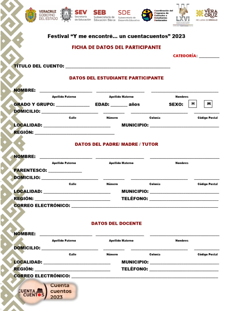Ficha de Datos Del Participante CC | PDF