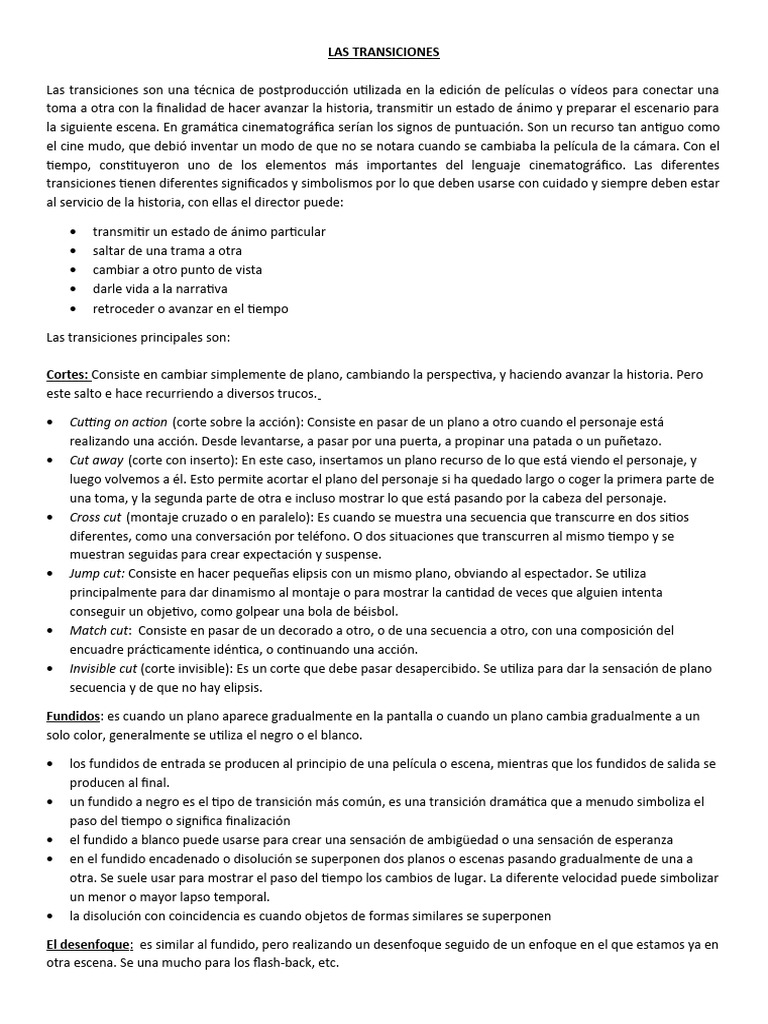 Las Transiciones en El Cine | PDF | Arte