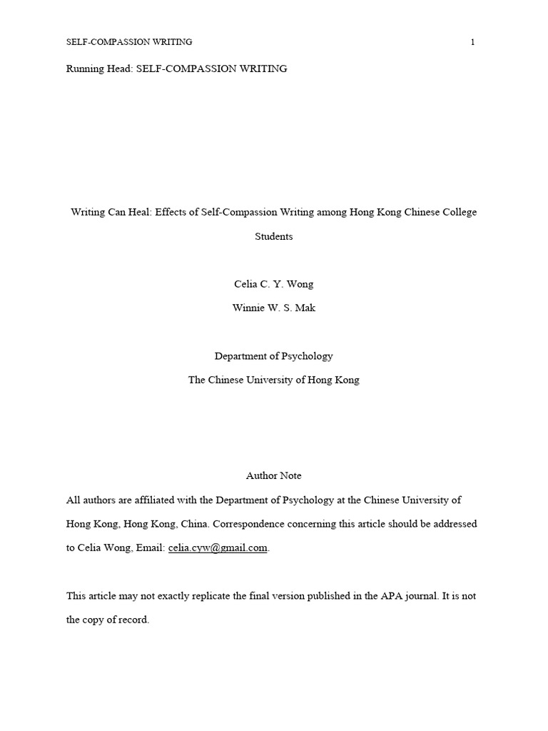 Wongetal 2016Self-CompassionWriting | PDF | Emotions | Mindfulness