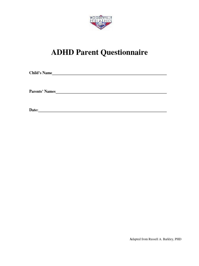 Adhd Questionnaire Full | PDF | Mental Disorder | Childbirth