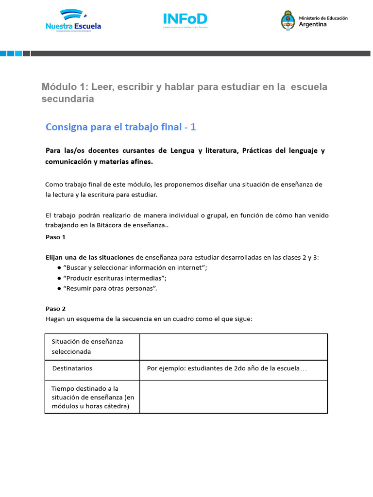 ALEES01 C3 M1 Consigna de Trabajo Final Version 2 | PDF | Evaluación ...
