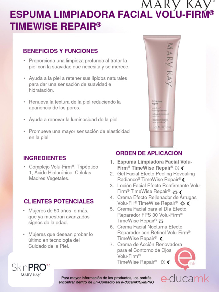 HR - Espuma Limpiadora Facial Volu-Firm TimeWise Repair | PDF