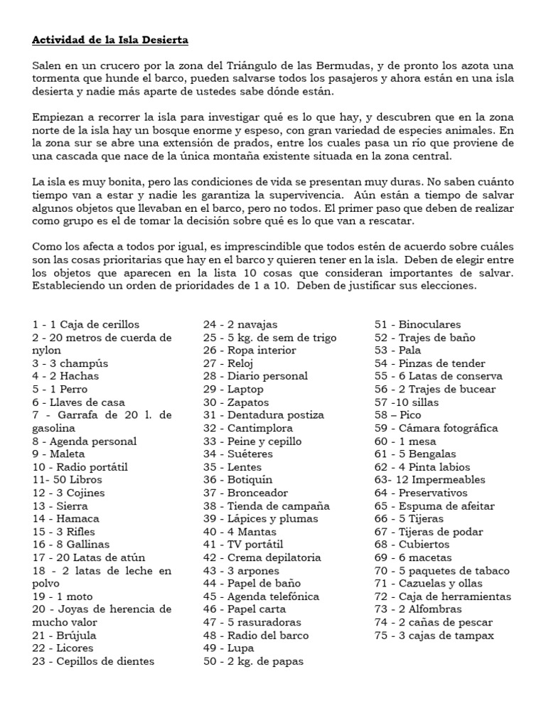 Actividad de La Isla Desierta | PDF