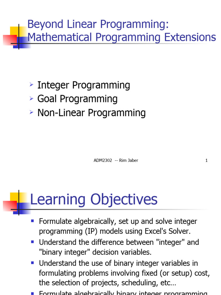IPandBIP | PDF | Linear Programming | Systems Theory