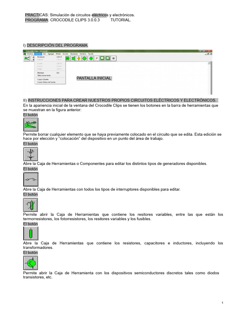 Tutorial Crocodile Clips: Simulación de Circuitos | PDF | Relé ...