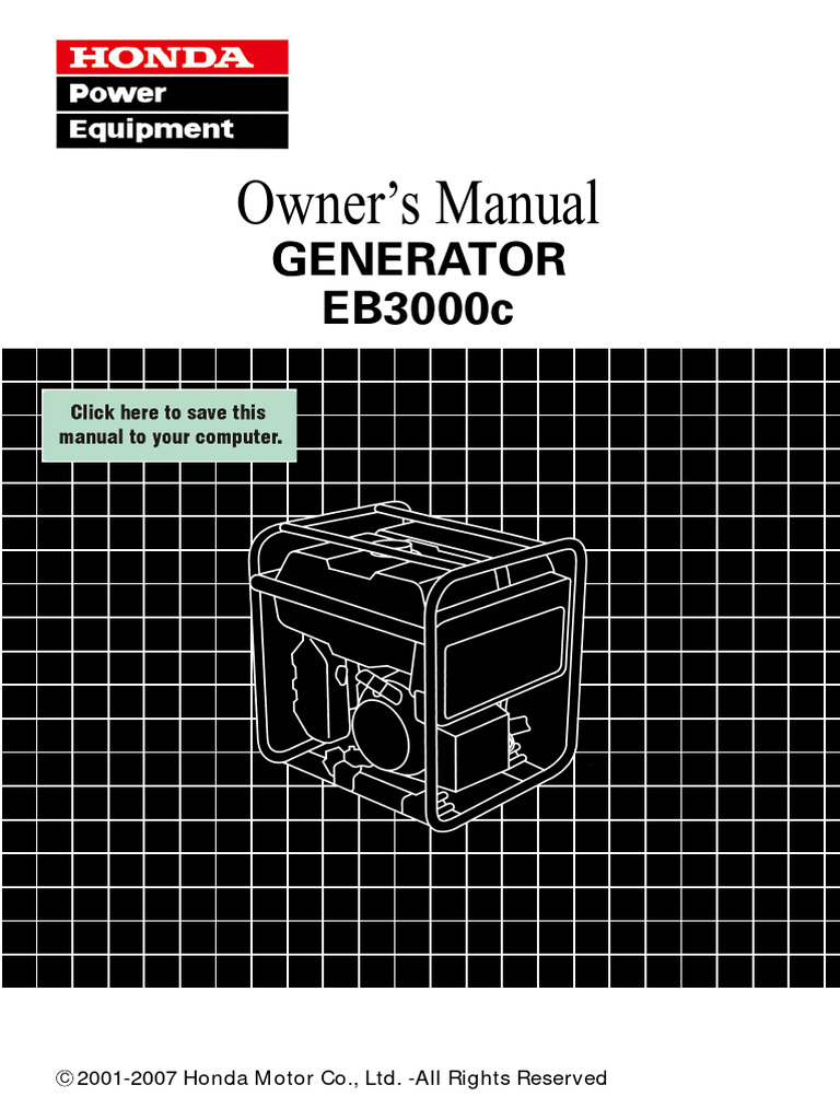 Honda EB3000c Generator Manual | PDF | Direct Current | Exhaust Gas