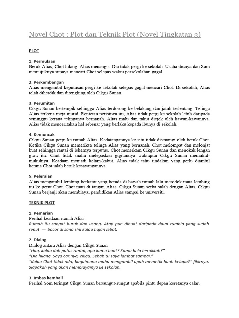 Novel Chot: Konflik dan Penyelesaian | PDF | Fiksi Misteri, Thriller, & Kejahatan