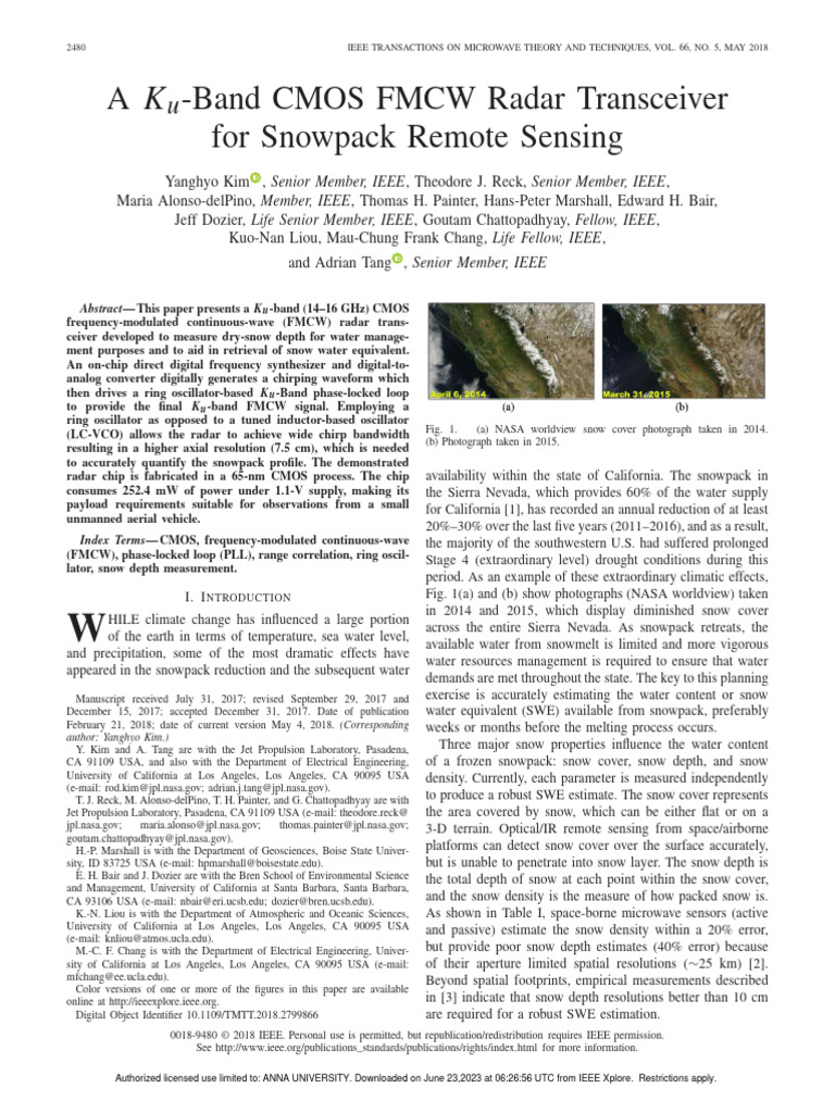 A K U - Band CMOS FMCW Radar Transceiver For Snowpack Remote Sensing ...