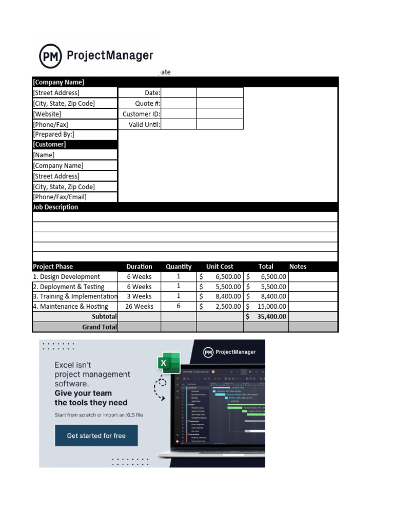 Project Estimate Template | PDF