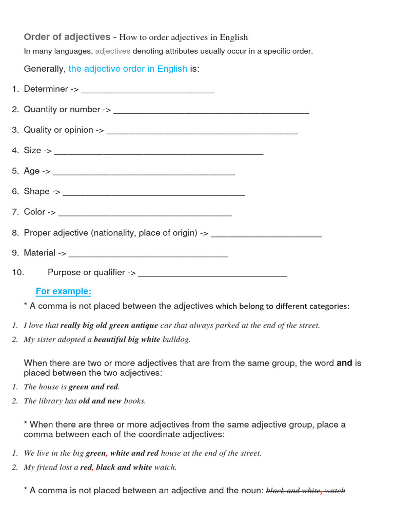 Adjective Order | PDF | Adjective | Syntax