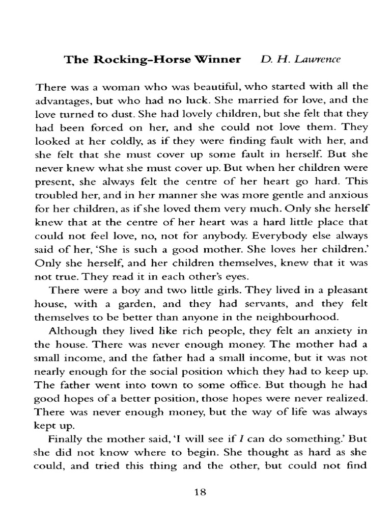 The Rocking-Horse Winner | PDF | Luck